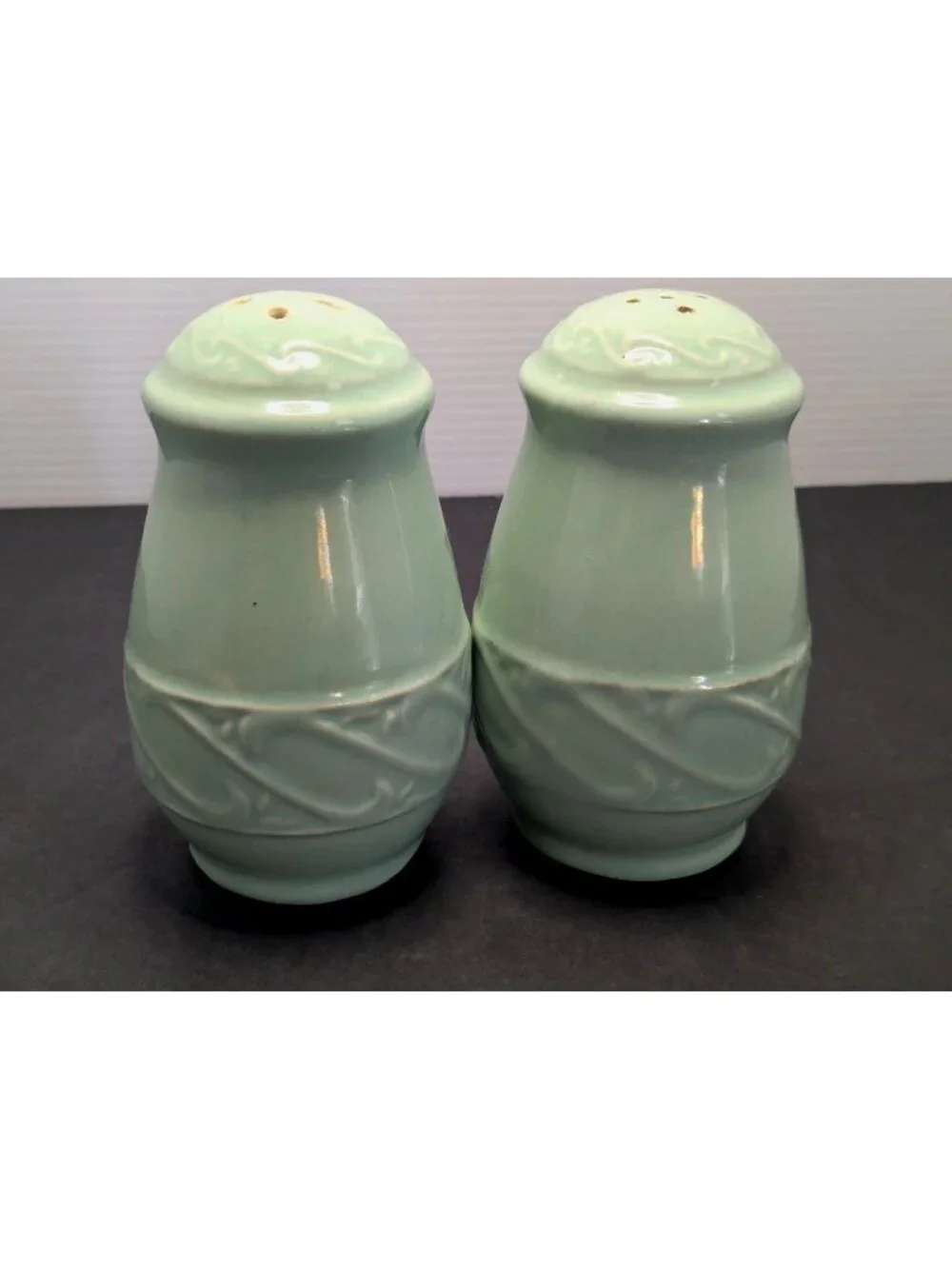 None | Dining | Vtg Ceramic Salt Pepper Shakers Embossed Cork Stoppers ...